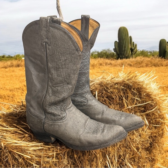 Tony Lama | Shoes | Tony Lama Gray Leather Cowboy Boots 643 Size 15 ...